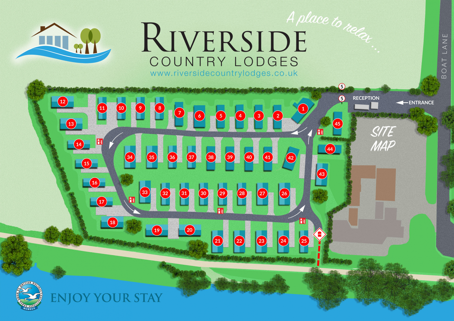 Lodge Site Map - Riverside Country Lodges - Riverside Lodges to Rent or Buy